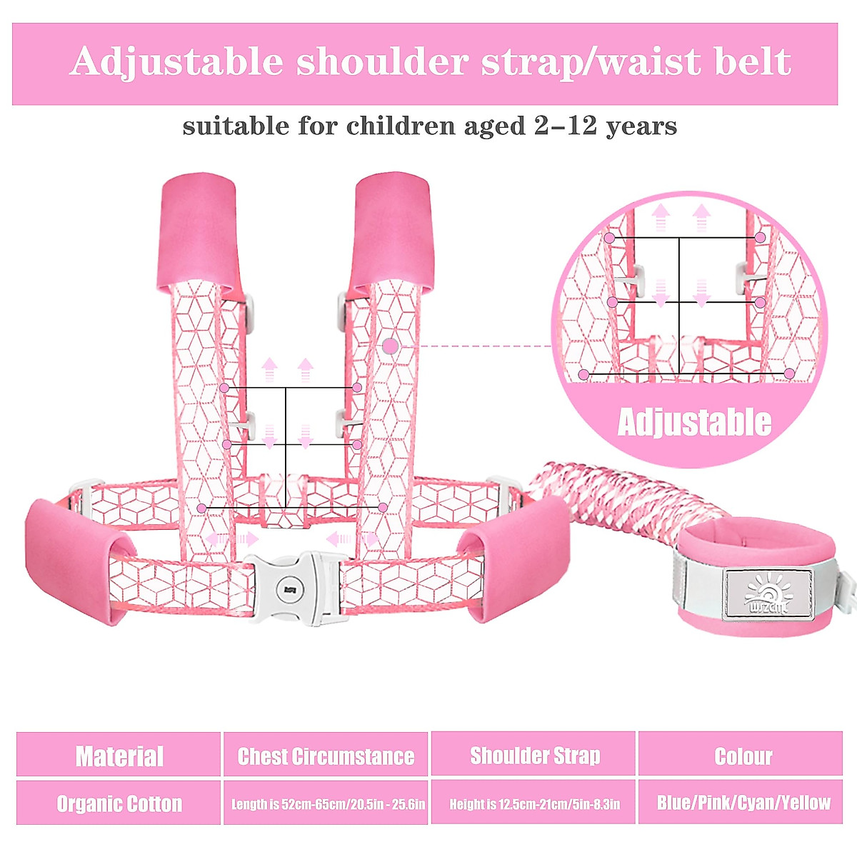 Toddler Leash -Anti Lost Wrist Link for Toddlers -Toddler Harness with Lock for Kids,Baby Leash,Leash for Toddlers,Wrist Leashes,Child Leashes for Toddlers,Upgrade with Reflective Tape Liner for Kids