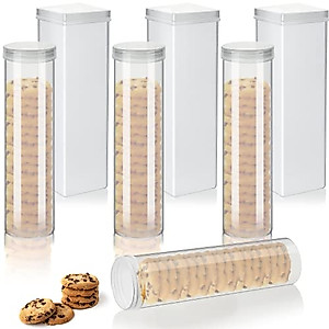6 Pcs Plastic Cracker Keeper Small Cracker Container Cracker Storage Containers Plastic Airtight Kitchen Container Cookie Storage Round and Square Cracker Keeper for Dry Food Cookie Stay Fresh
