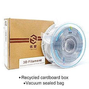 YOUSU Silk Silver PLA Filament 1.75mm 3D Printer Filament with Shiny Surface, Shiny Metallic PLA Silk Filament 1kg Spool, Compatible with Most of 3D Printer.