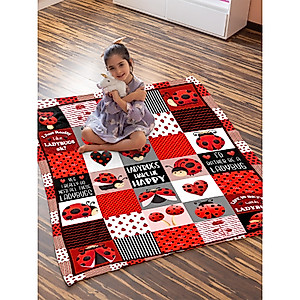 Ladybug Blanket Gifts for Girls Boys-40x50 Inches Super Soft Flannel Blanket Comfy Cozy Throw Blanket Ladybugs Lover Decor for Kids Women Men Birthday Christmas Sofa