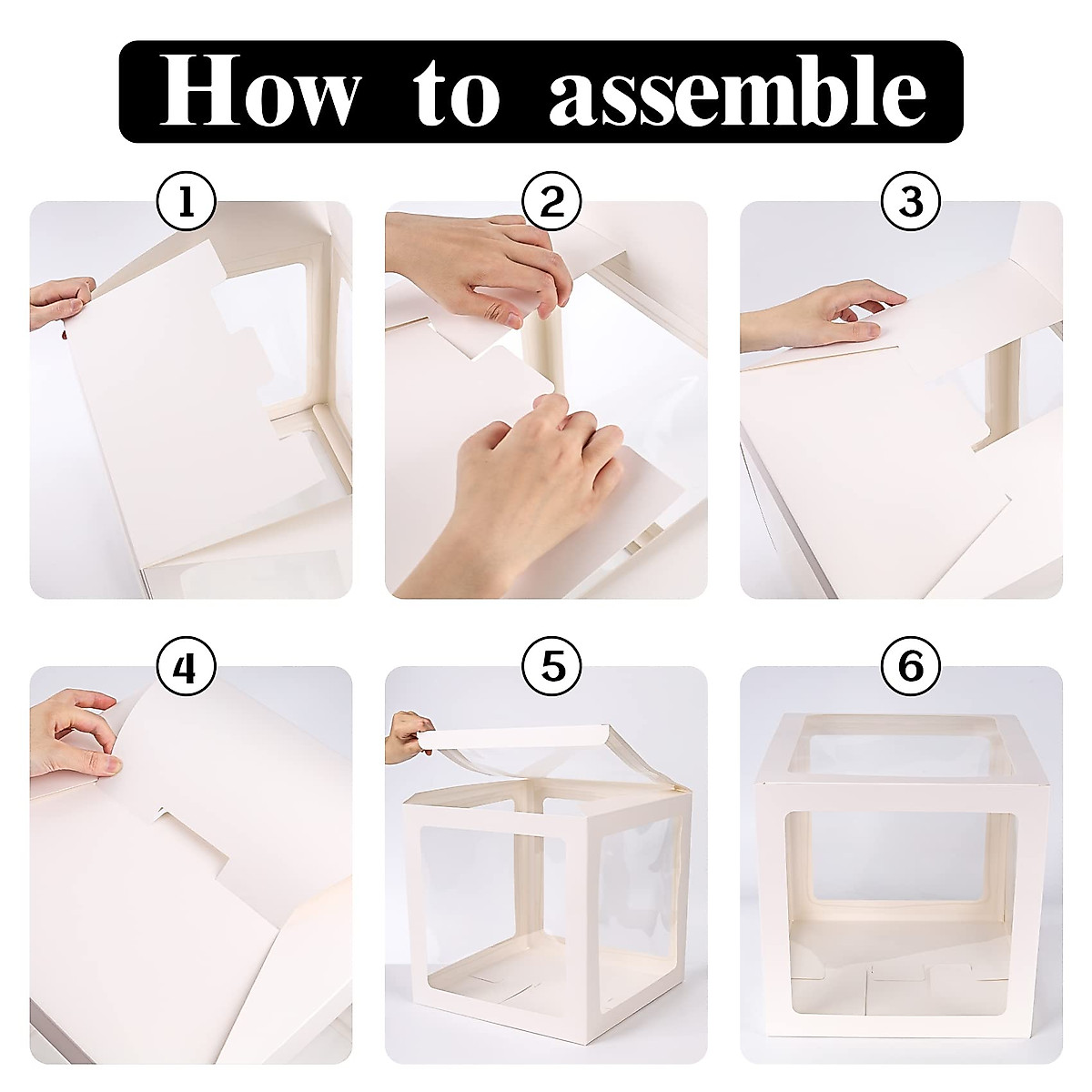 JOYYPOP Baby Boxes with 42pcs Letters(A-Z+Baby) for Baby Shower, Transparent Balloon Boxes Blocks for Gender Reveal, Bridal Shower, Birthday Party Decorations (White)