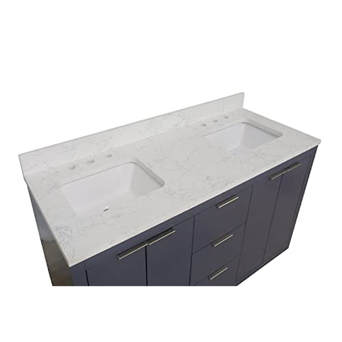 Kitchen Bath Collection Stockholm 60-inch Double Bathroom Vanity (Engineered Marble/Marine Gray): Includes Marine Gray Cabinet with Engineered Marble Countertop and White Ceramic Sinks