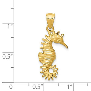 Diamond2Deal 14k Yellow Gold Seahorse Pendant (L- 26 mm W- 11 mm)