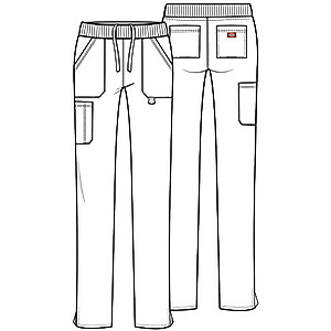 EDS Signature Scrubs for Women, Contemporary Fit Pull-On Cargo Pants with Rib-Knit Waistband in Soft Brushed Poplin DK125, M, Black