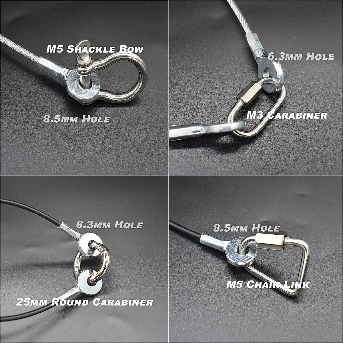 Bytiyar 10 pcs 20 inch (50cm) 3mm Thickness Galvanized Steel Wire Cable Eyelets Ended Short Rope Lanyard Safety Tether Chain Lock with Vinyl Coated Cover Black