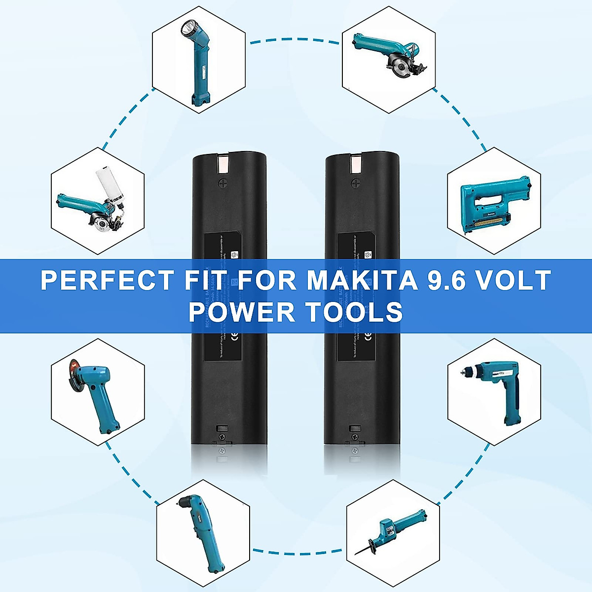 Upgraded to 3600mAh 9.6V Replacement Battery Compatible with Makita 9.6V Battery Ni-Mh 9000 Battery 9001 9002 9033 9600 96003 191681-2 632007-4 6096D 6093D DA391D 6095D Cordless Power Tools - 2 Pack