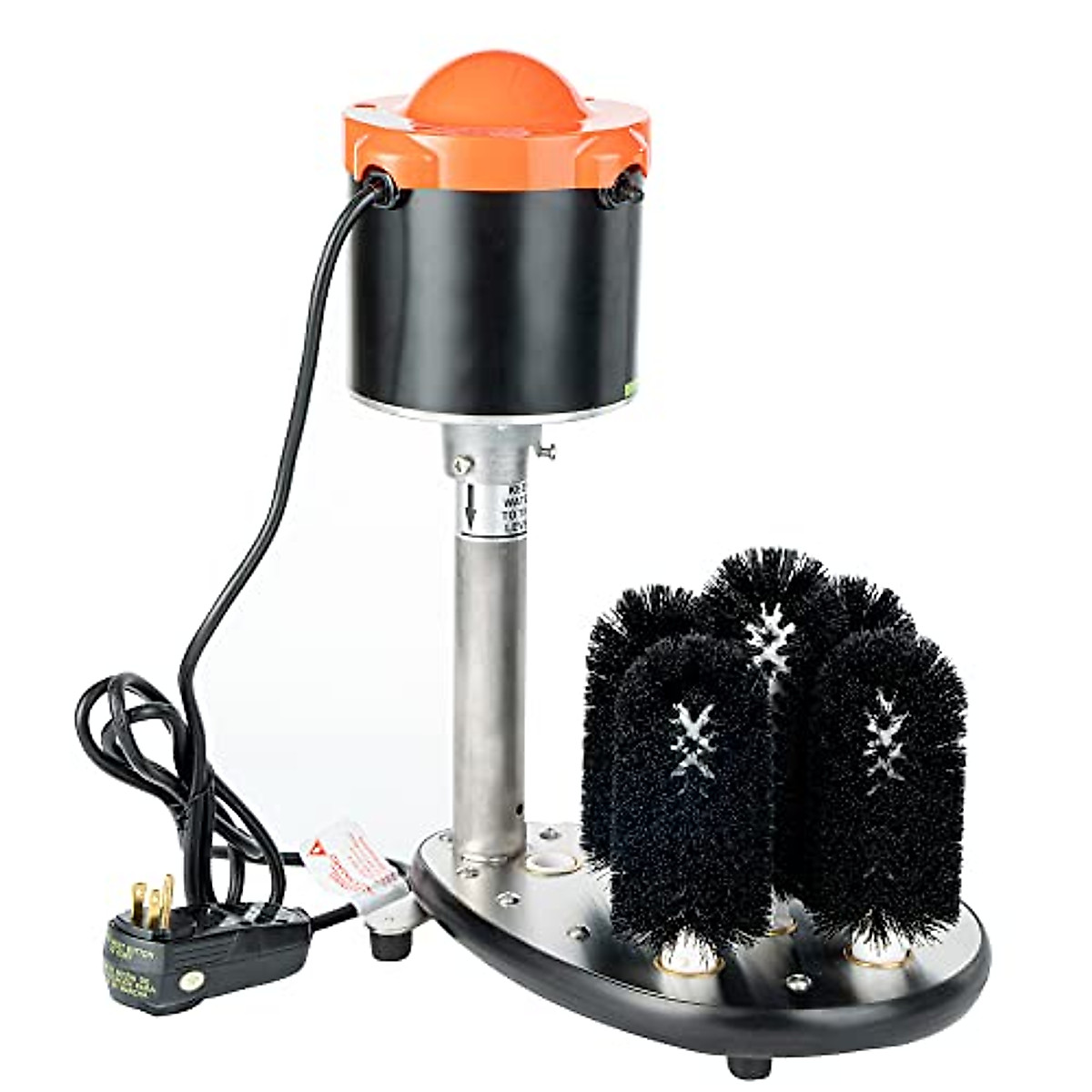 Restaurantware Clean Tek Professional 5-Brush Electric Glass Washer 1 Heavy-Duty Bar Washer - Upright For Bar Or Kitchen Stainless Steel Automatic Glass Washer 115V 1.3 HP NEMA 5-15P Plug