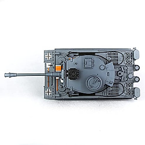 HENAA RC Tank Model, 1/18 2.4Ghz RC German Tiger Infrared Remote Control Main Battle Tank, Military Vehicle Model Alloy Crawler