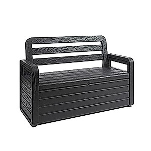 ALIDAM Deck Box Storage Box 70 Gallon Outdoor Deck Storage Box Chest Bench, Dark Gray Patio Deck Garden Furniture