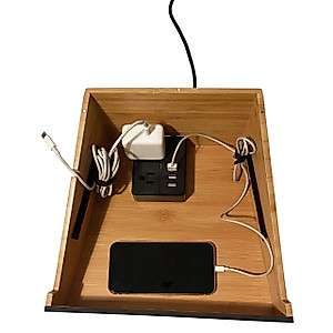 G.U.S. Laptop Stand and Organizer with Built-in Power Hub and Dry Erase Board. Perfect for Work from Home. Multifunctional and Sturdy with Redesigned Stand. (Bamboo)