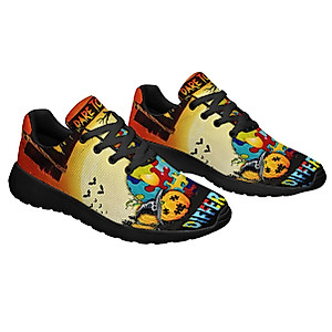 Dare to Be Different Autism Awareness Halloween Shoes for Men Women Running Sneakers Breathable Casual Sport Tennis Shoes Gift for Him Her Black Size 11