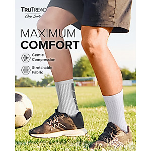 TruTread Non Slip Soccer Socks Mens | 4 Pairs | Non Skid Grip | Football Basketball Sport