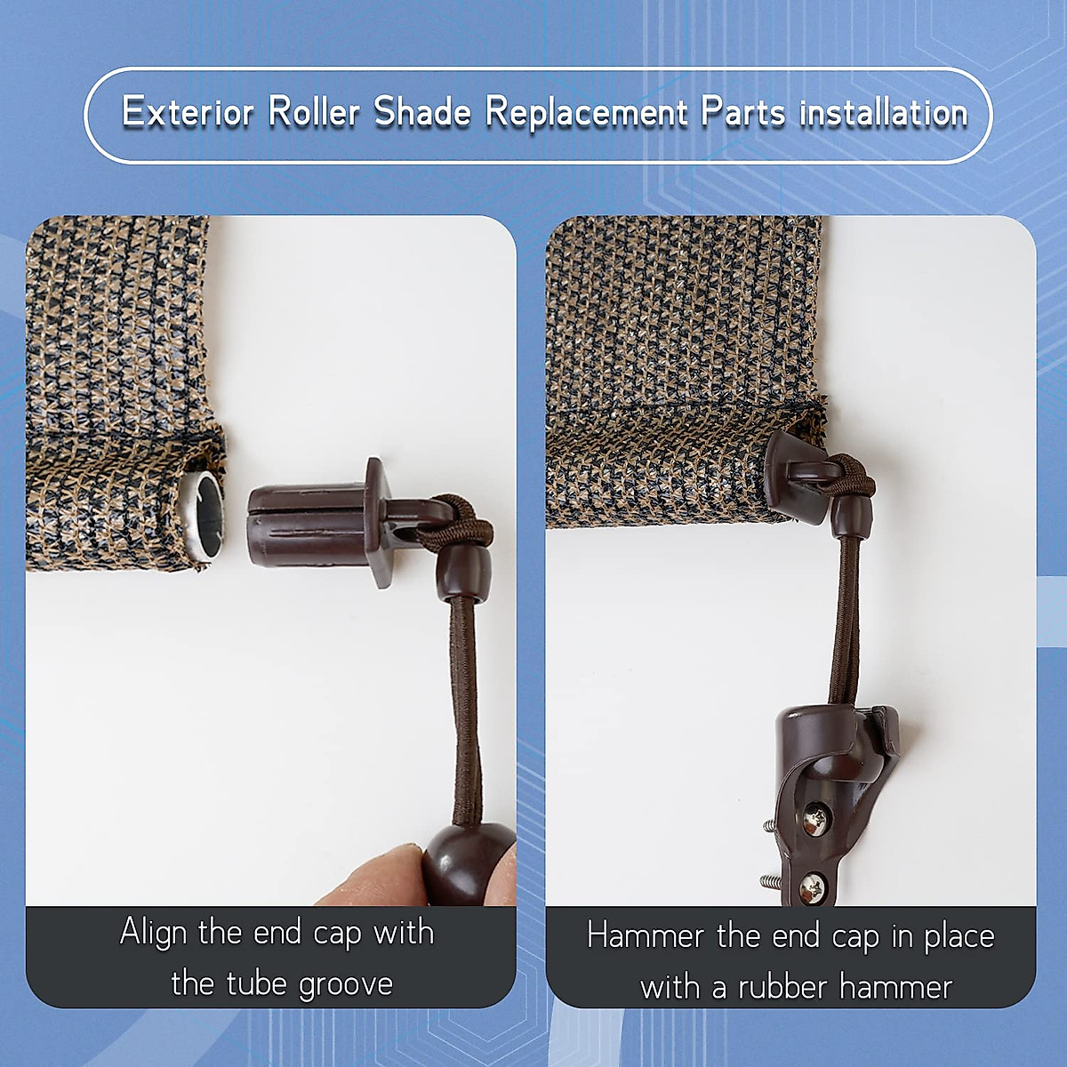 Universal Replacement of Exterior Roller Shades Outdoor/Indoor Roller up Blinds (3 Pcs End Cap, Black)