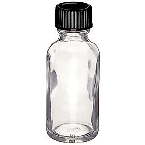 Premium Vials B25-24CL Boston Round Glass Bottle with Cap, 1 oz Capacity, Clear (Pack of 24)