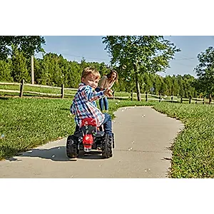 Huffy Kids Electric 12V Ride On Mini Mower Bubble Tractor, Red