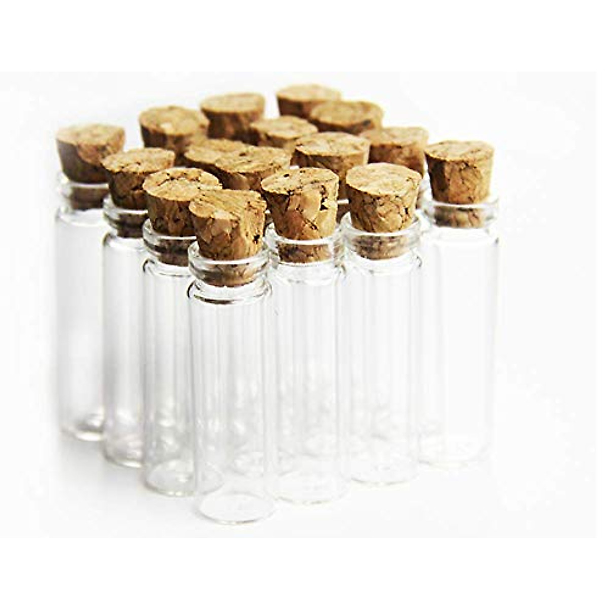 1ML Small Mini Tall Clear Glass Bottles/Jars with Corks Stoppers for Arts & Crafts, Projects, Decoration, Party Favors+ 50 Pcs Gold Metal Eye Hook Pin Screws,50 Pcs