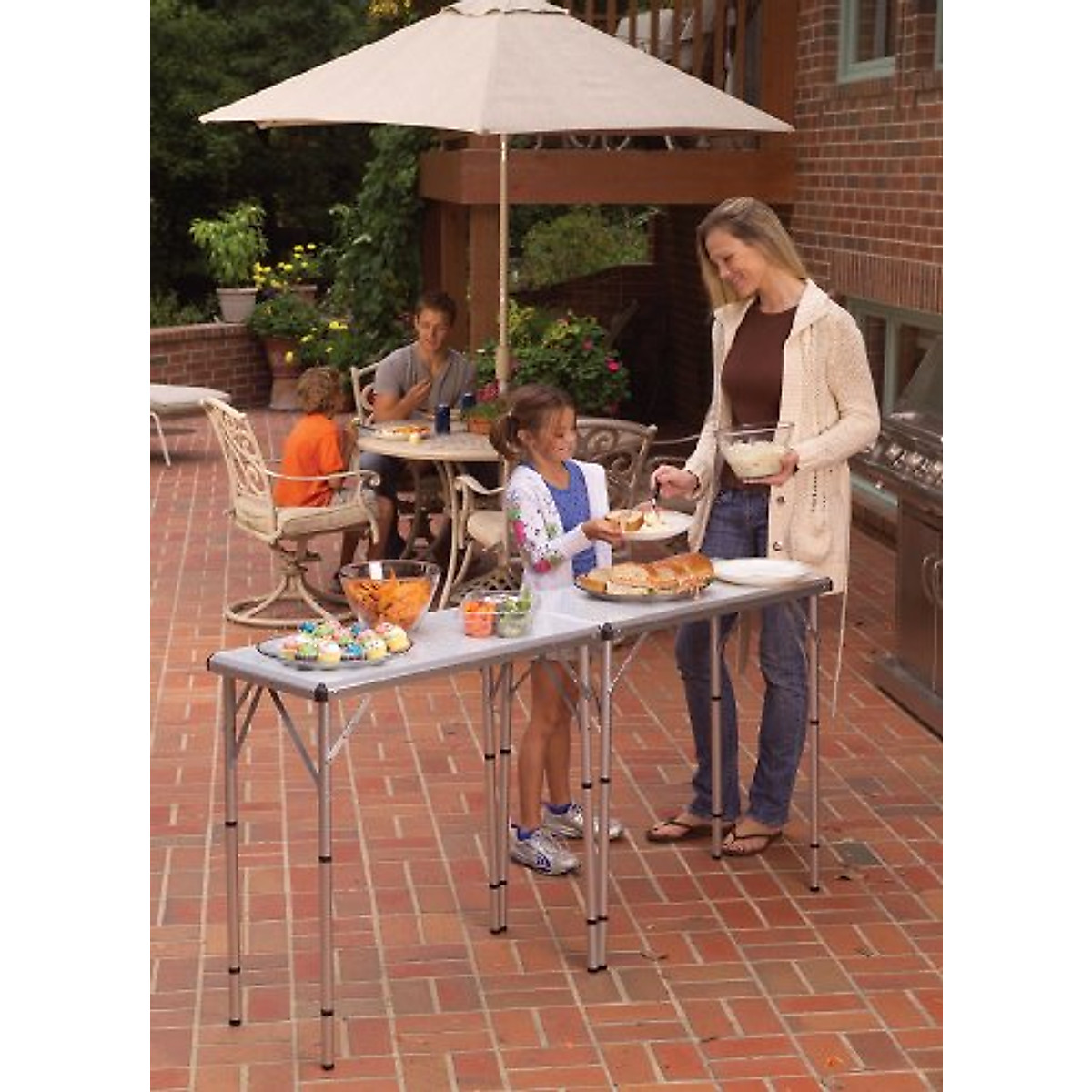 Coleman Pack-Away 4-in-1 Folding Table, Lightweight Outdoor Camping Table with 3 Adjustable Heights, Leveling Feet, & Securing Brackets; Great for Patio & Deck, Camping, Tailgating, & More