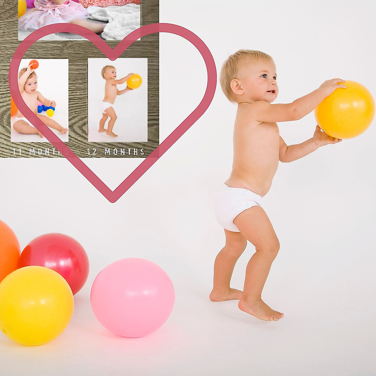 Baby's First Year Picture Frame, 12 Month Milestone Photo Frame, Wall Collage for Newborn Baby, Keepsake Idea for First Birthday, New Mom Dad, Baby Shower, Christening, Christmas, Grandparents