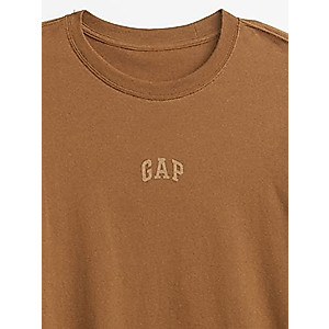 GAP Mens Relaxed Fit Long Sleeve Logo T-Shirt Bright Brown