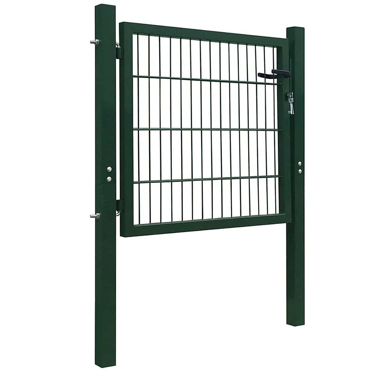 GOLINPEILO Fence Gate Garden Mesh Gate Outdoor Fence Gate Metal Fencing with Posts Spike Galvanized Steel Patio Entrance Barrier for Outdoor, Yard, Patio, Entry Way 41.7"x51.2" Green -AA