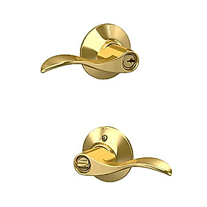 Schlage F51A ACC 505 Accent Door Lever, Keyed Entry Lock, Bright Brass