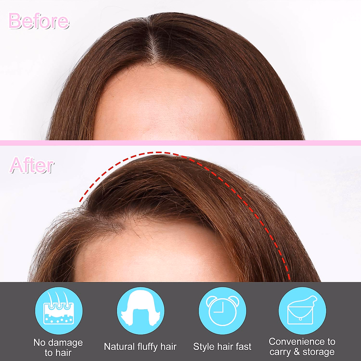 6pcs Volumizing Hair Root Clips, Magicalmai Instant Volume Clip Upgrade Natural Fluffy Volumizer Clips for Women Girls Thin Curly Styling with 2pcs Roller Tools- Pink & Blue