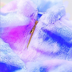 Nirovien Toddler Girls Tie Dye Fleece Jacket 1/4 Zip Sherpa Pullover Sweatshirts Outerwear Coats 2-7Y(Blue Purple,3T)