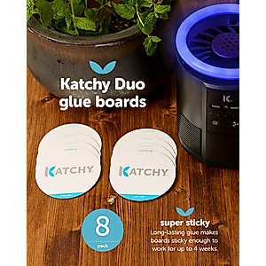Katchy Indoor Fly Trap - Catcher & Killer for Mosquito, Gnat, Moth, Fruit Flies - Non-Zapper Traps for Buzz-Free Home (8-Pack Glue Boards for Duo Model, White)