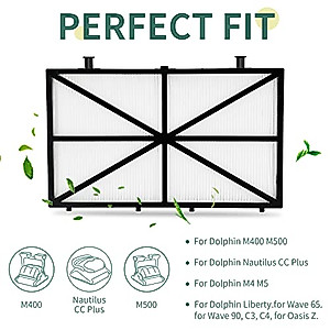 Sancera Ultra-Fine Filter for Dolphin Parts 9991432-R4, Compatible with Dolphin m400, m500, Nautilus CC Plus Robotic Pool Cleaner Filters Replacement, White, 10.5 × 6.38 inch