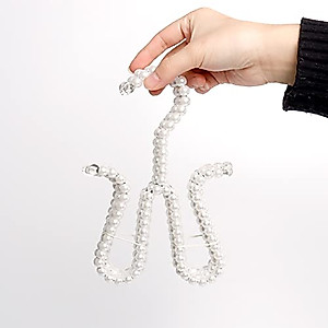 4 Pack Pearl Shoes Hanger Plastic Elegant Shoes Drying Rack Faux Pearl Beaded Shoe Display Closet Organizer Storage for Adults Men Women