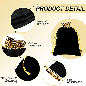 Riakrum 50 Pieces Velvet Bags Soft Jewelry Pouch with Drawstrings Velour Packaging Pouch Drawstring Velvet Present Bag for Candy Wedding Party Birthday Christmas Thanksgiving, 4.7 x 6.3 Inch (Black)