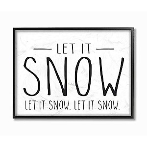 Stupell Industries Let It Snow Christmas Holiday Black and White Word Design Framed, 11 x 14, Multi-Color