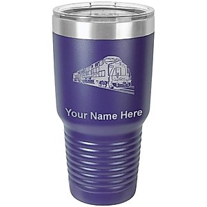 LaserGram 30oz Vacuum Insulated Tumbler Mug, Freight Train, Personalized Engraving Included (Dark Purple)