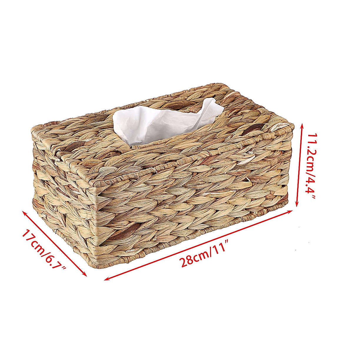 Sumnacon Tissue Box Cover Water Hyacinth Tissue Box Rectangular Tissue Holder Woven Tissue Cover Wicker Tissue Box Holder for Bathroom Toilet Table Desk Home Office Car