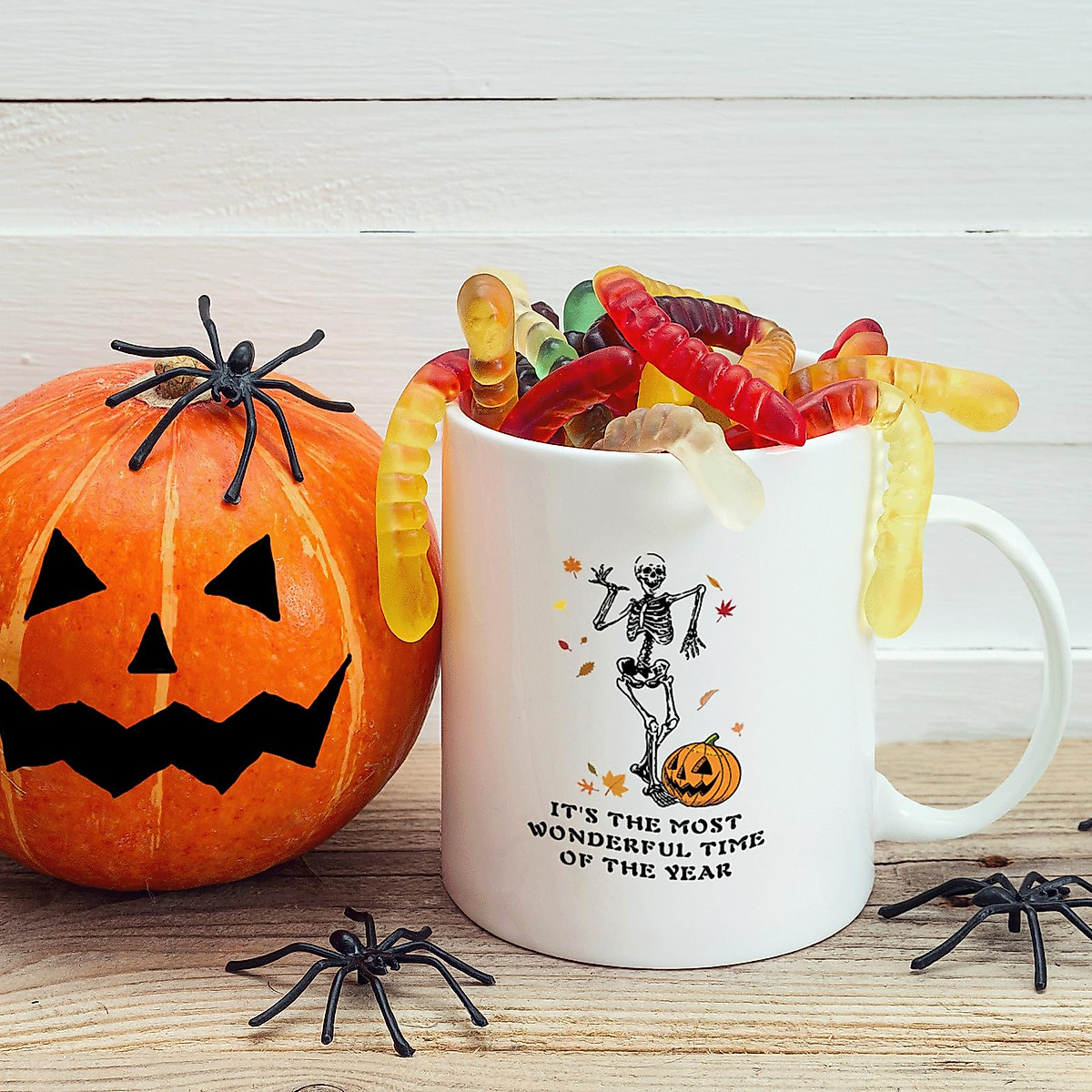 Funny Halloween Mug, It's the Most Wonderful Time of the Year Coffee Mug, Scary Dancing Skeleton Halloween Decor Coffee Mugs, Halloween Gifts for Women Men - 11oz