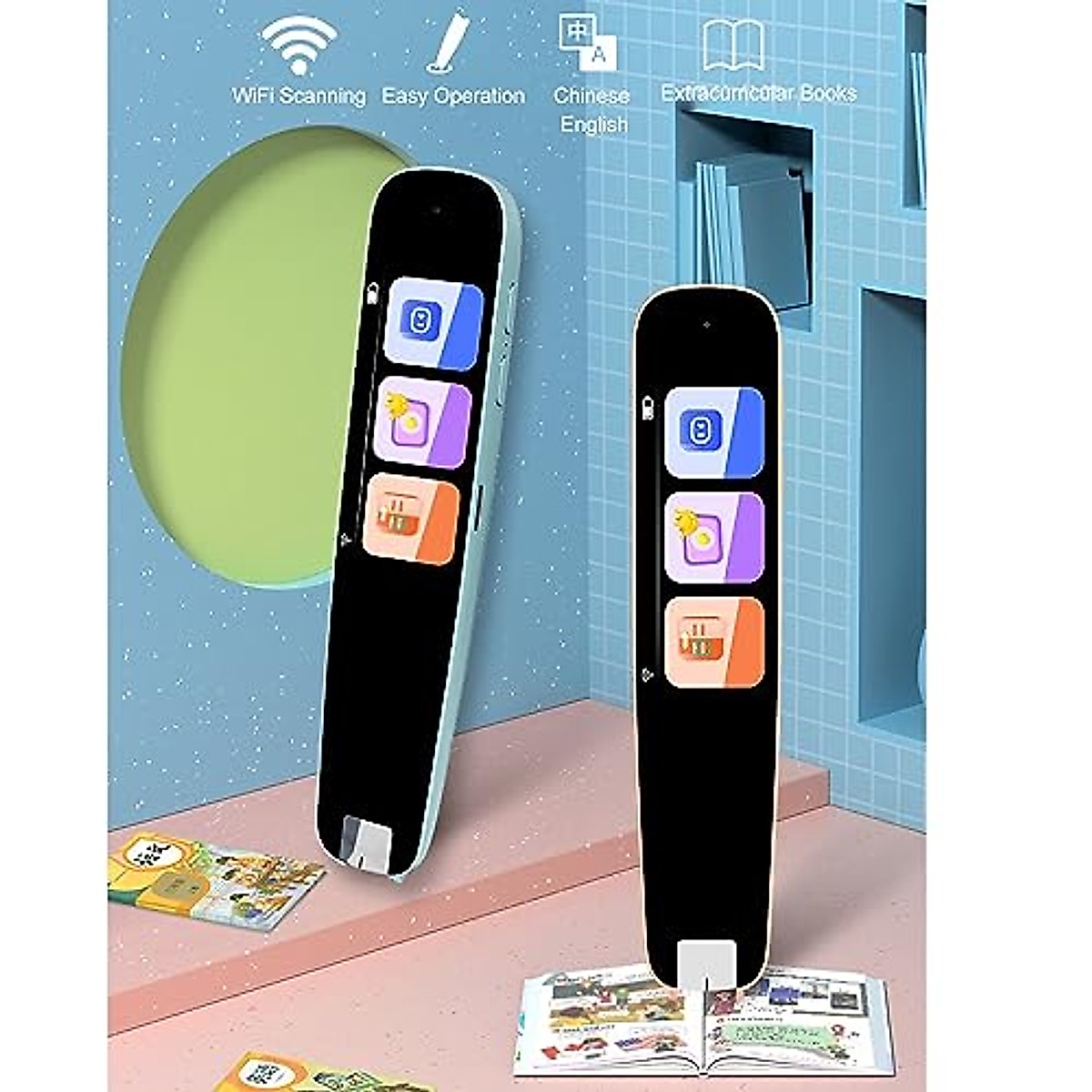 Smart Scanner Pen Language Translator Real Time Point to Read Electronic Dictionary Intelligent AI Scanning Literacy English Learning Scanning Pen Built in Battery