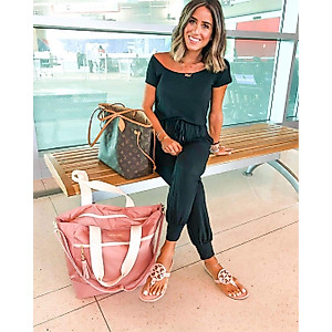 PRETTYGARDEN Jumpsuits for Women 2025 Summer Dressy Off Shoulder Romper Spring Vacation Travel Lounge Outfits Clothes (Black,Large)