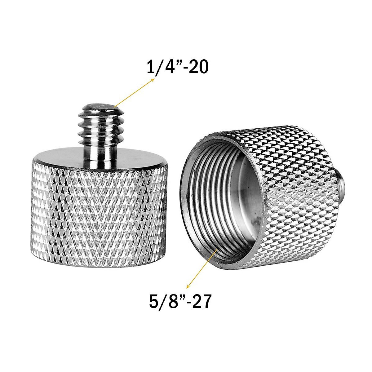 Mic Stand Adapter, ChromLives Microphone Screw Adapter 1/4''-20 to 5/8''-27 Male to Female Threaded Mic Adapter, for Camera Monitor, Microphone Stand, 4 Pack (sliver)