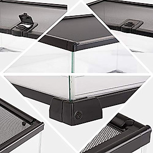 REPTI ZOO 10 Gallon Reptile Tank Glass Natural Cages Terrarium 20" x 12" x 10" Sliding Screen Top for Reptile Hamster Hedgehog Small Animals
