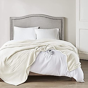 Serta Heated Blanket - Reversible Fleece to Sherpa Electric Blanket, Fast Heating, Auto Shut Off Timer, Multi Heat Setting, ETL Certified, Machine Washable, Ivory Full 84"x 77"