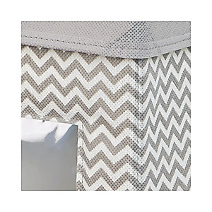 mDesign Large Soft Stackable Fabric Baby Nursery Storage Organizer Holder Bin Box with Front Window/Lid for Child/Kids Bedroom, Playroom, Classroom, Spira Collection, 4 Pack, Taupe/Natural