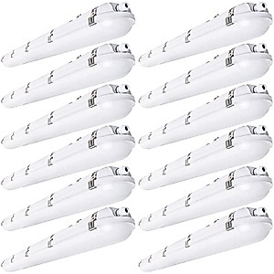 4FT LED Vapor Tight Lights, 3CCT 3000k-4000k-5000k, 60W/50W/40W Wattage Selectable Vapor Proof Light, 5200LM LED Shop Light for Warehouses Car Wash, Walk-in Freezer, 100-277V, UL&DLC Listed (12-Pack)