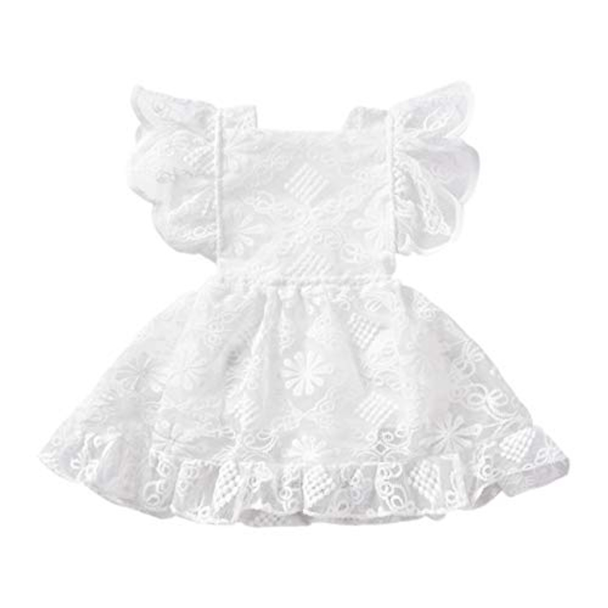 Baby Girl Lace Dress, Princess Dress Tulle White Party Wedding Summer Dress Clothes (White, 0-3Months)