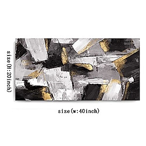 TIDOES Wall Pictures for Living Room Decor Abstract Canvas Wall Art Black Art Wall Decor Neutral Gold Wall Decorations for Office Home Decor 20"x40"