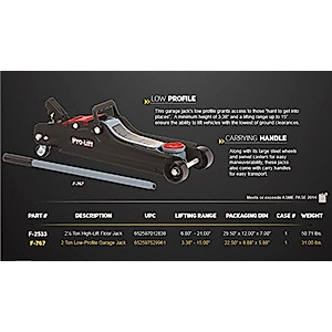 Pro-Lift F-767 Grey Low Profile Floor Jack - 2 Ton Capacity