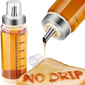Matifaner Honey Dispenser No Drip, Maple Syrup Dispenser, Olecranon design, automatic reflux，Honey Jar with Stand, Beautiful Honey Pot, Perfect Honey Container(10 oz×pack 2)