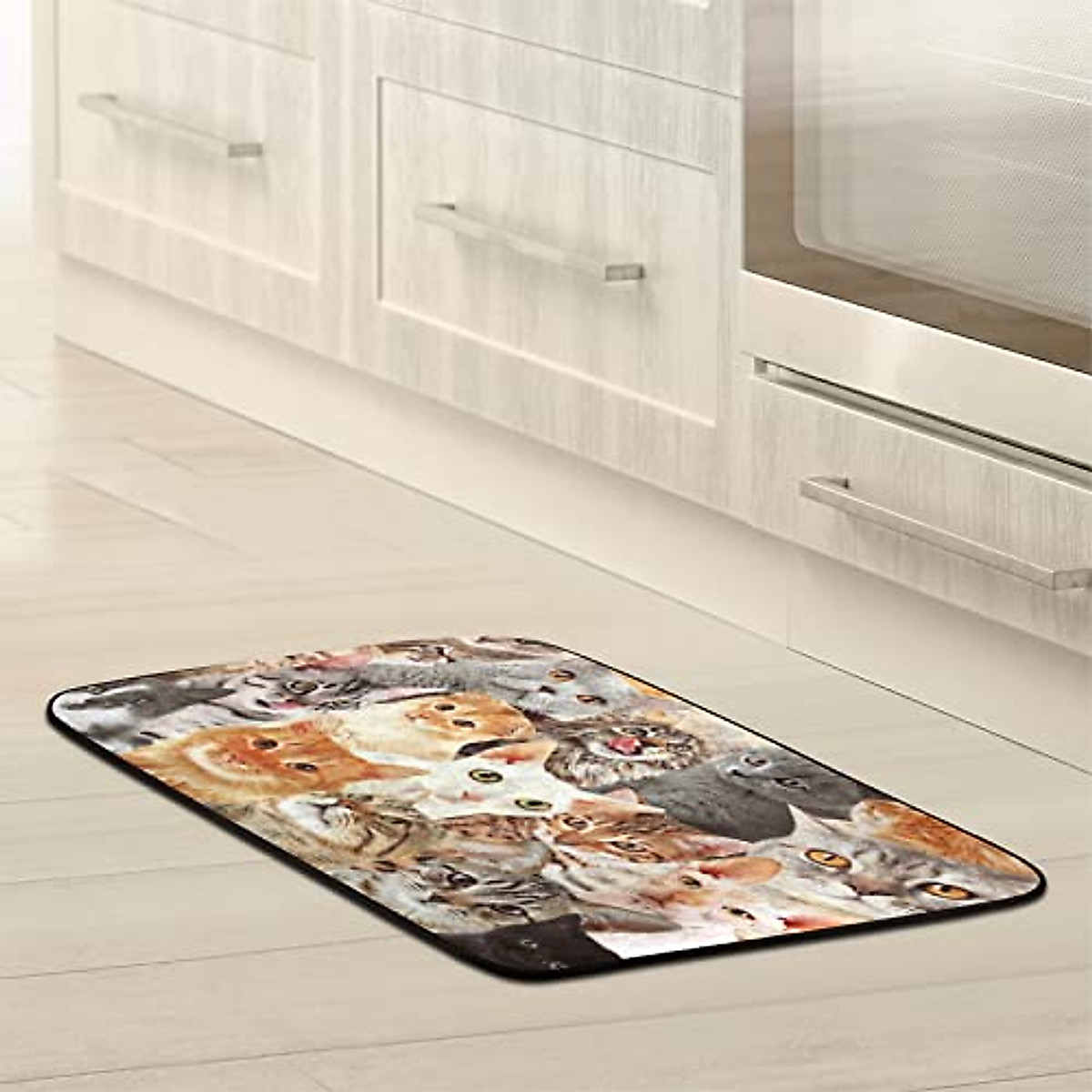 Kitchen Mat Cute Kitty Cat Kitchen Floor Mat Cushioned Anti-Fatigue Kitchen Rug 3D Cat Non-Slip Kitchen Rugs and Mats Comfort Mat for Kitchen, Floor Home, Office, Sink, Laundry