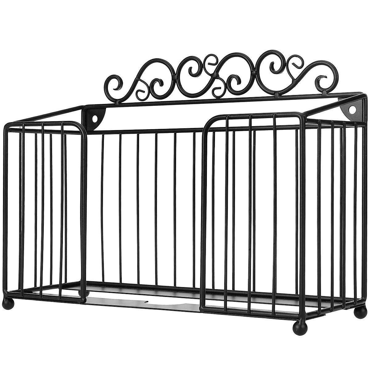 MyGift Black Metal Bathroom Paper Towel Holder with Scrollwork Design, Trifold Z-Fold Dispenser, Wall Mounted Commercial Folded Disposable Paper Towel Rack