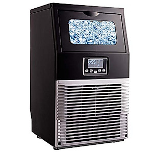 LEO11EE Freestanding Commercial Ice Maker Machine 66LBS/24H, Auto-Clean Built-in Automatic Water Inlet Clear Ice Cube Maker with Scoop, Ideal for Supermarkets Cafes Bakeries Bars Restaurants Home