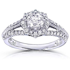 Kobelli Vintage Style Diamond Engagement Ring 7/8 CTW in 14k White Gold, Size 8